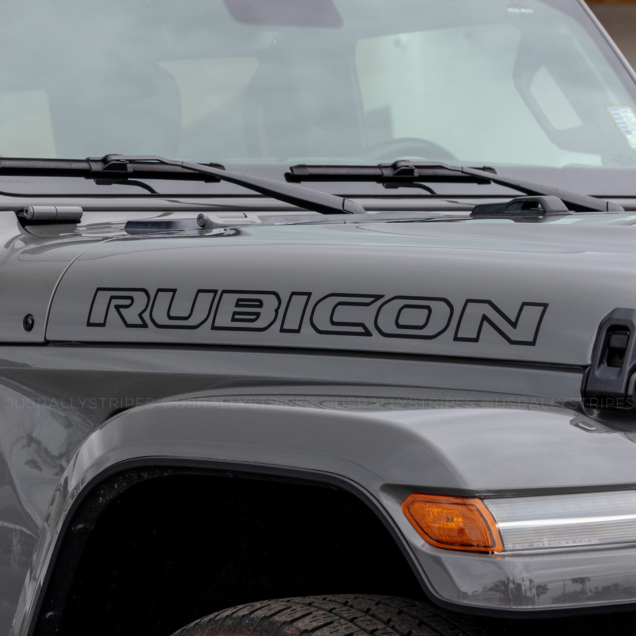 Rubicon outlined hood vinyl decal set for 2018-2023 Jeep Wrangler JL ...